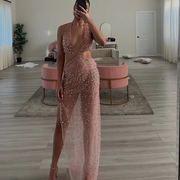 Dresses | Handmade Custom Made Pink Party Gown Dress | Poshmark